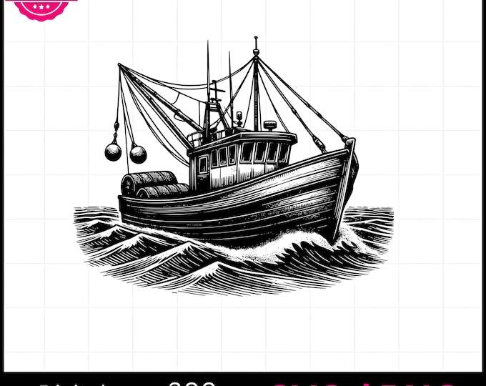 Fishing Boat SVG PNG, Ocean Svg Vector Graphic, Laser Engraver, Cnc ...