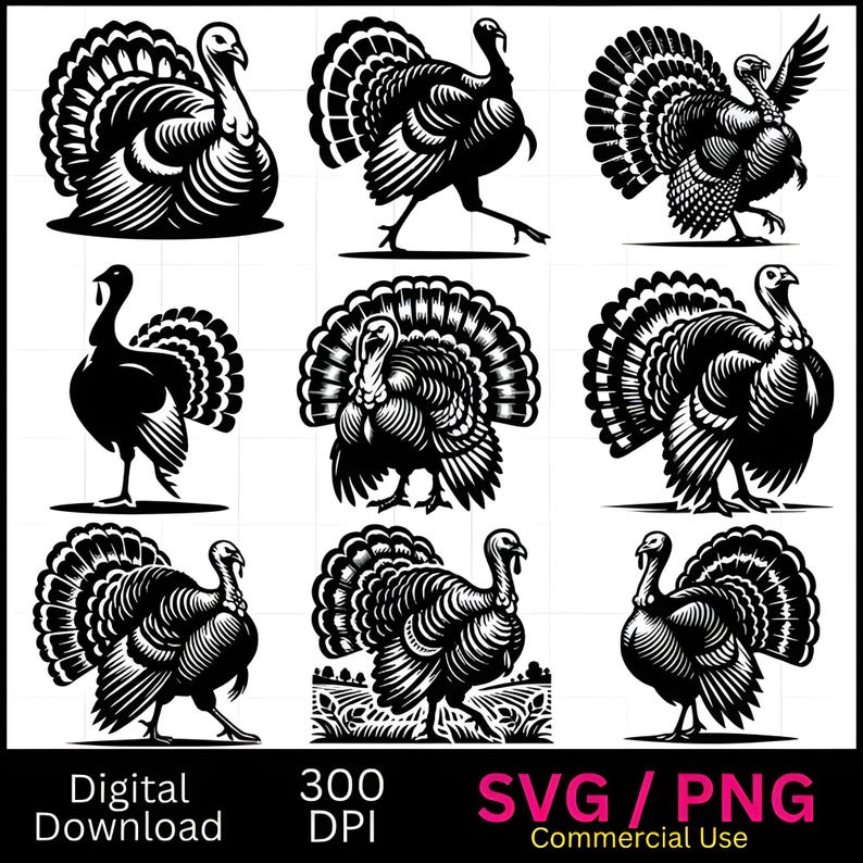 Turkey Laser Cut File | Farm Animal SVG | Thanksgiving Turkey ...
