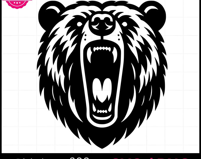 Bear Head SVG, Grizzly SVG, Bear Mascot Svg, Png, Vector Graphic, Laser ...