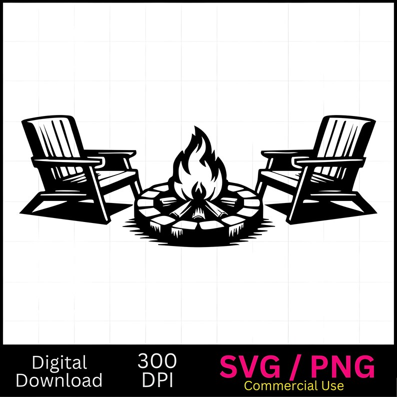 RV Campfire SVG: Camper Vector Graphic, Laser Cut File (digital ...