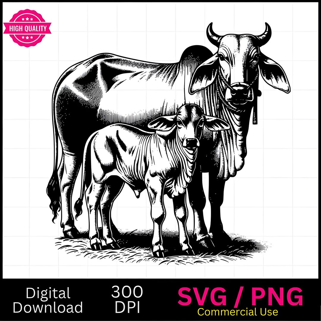 Brahman Cow and Calf SVG: Farm Animal Clipart (digital Download) - Etsy