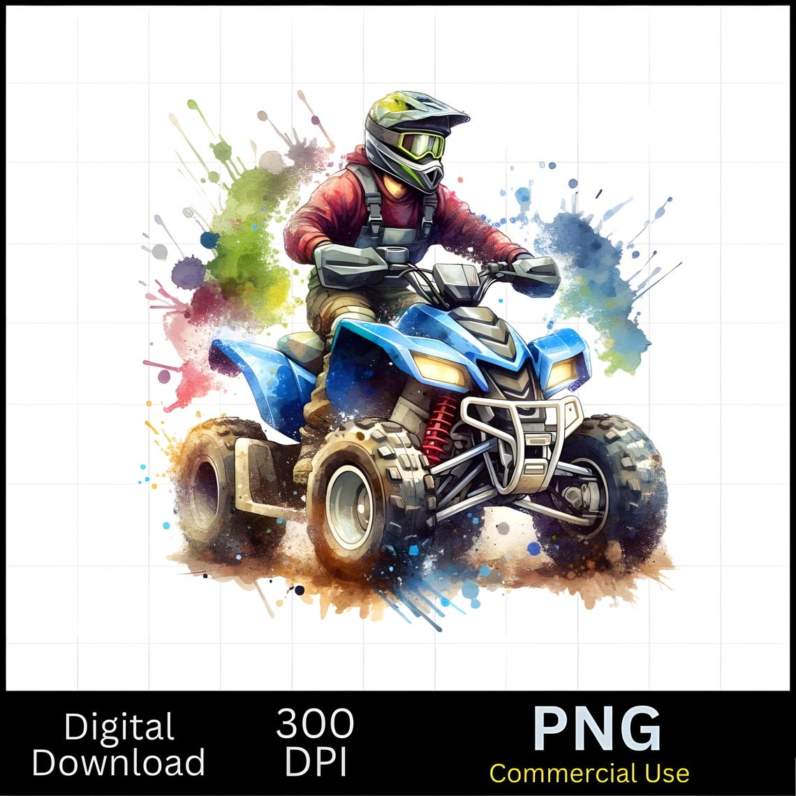 ATV Rider Watercolor Sublimation Digital Download PNG Outdoors Design ...