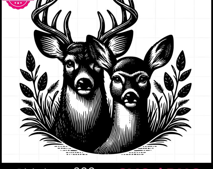 Buck and Doe SVG, Buck Clipart, Whitetail Svg, Hunting Svg, Deer ...