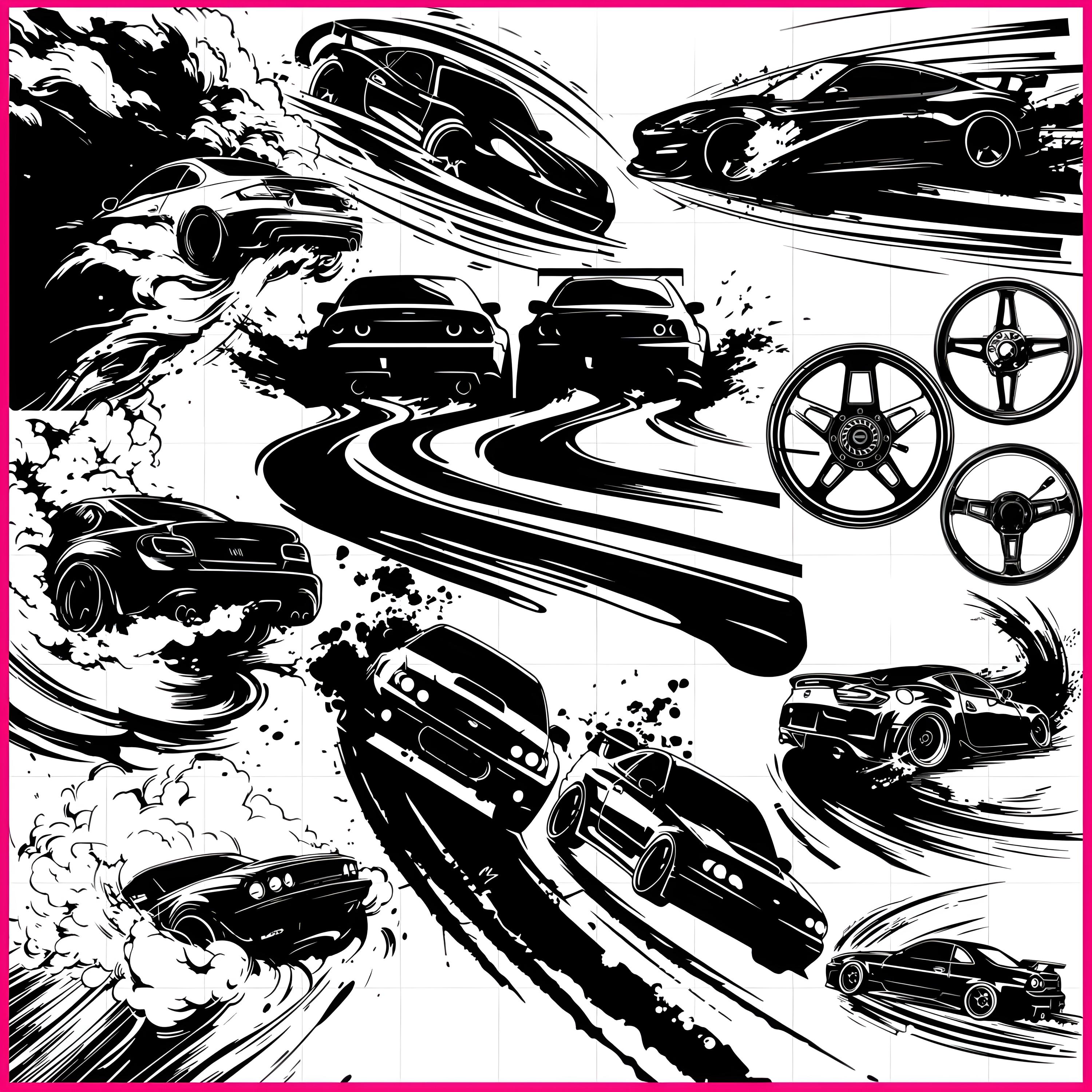 Drift Racing SVG Bundle, 50 Designs JDM Car Silhouettes for Decals ...