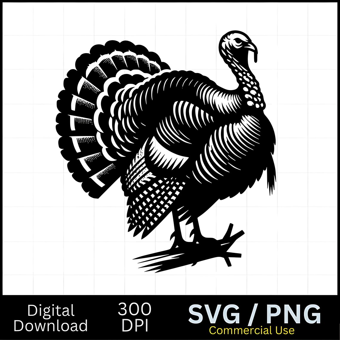 Wild Turkey on Roost, Turkey Silhouette, Thanksgiving, Svg, Png, Vector ...