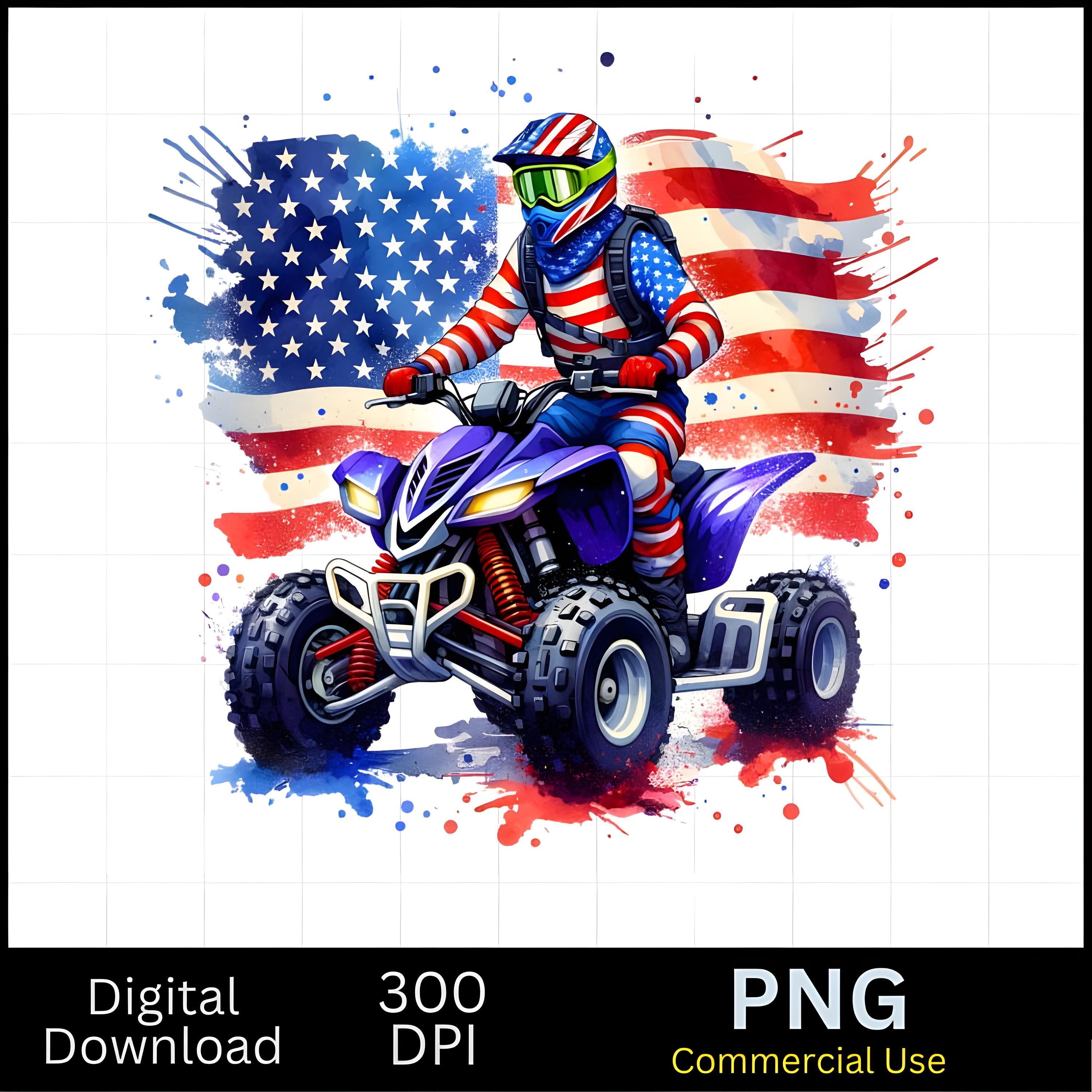 ATV Rider American Flag Watercolor Sublimation Digital Download PNG ...