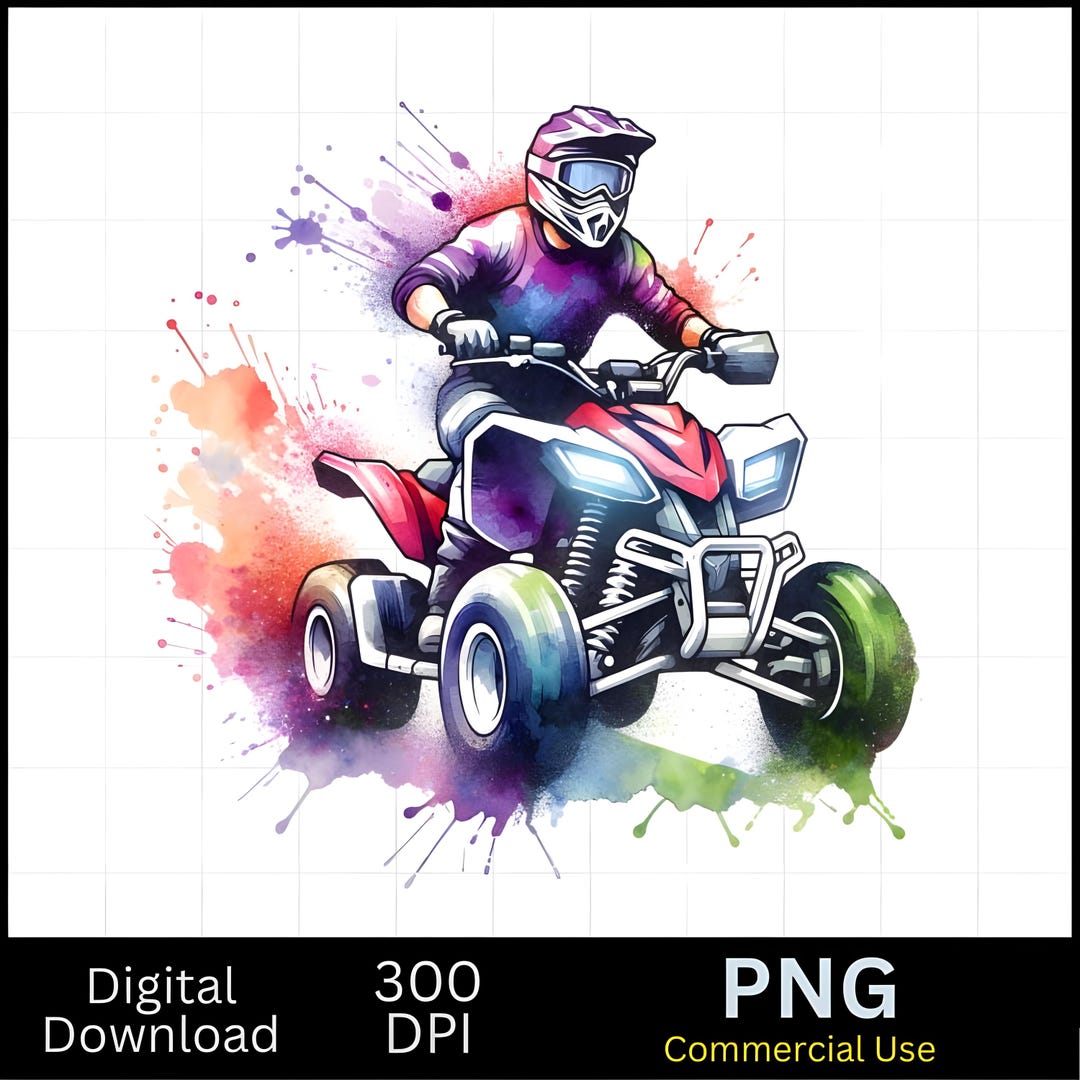 ATV Rider Watercolor Sublimation Digital Download PNG Four-wheeler ...