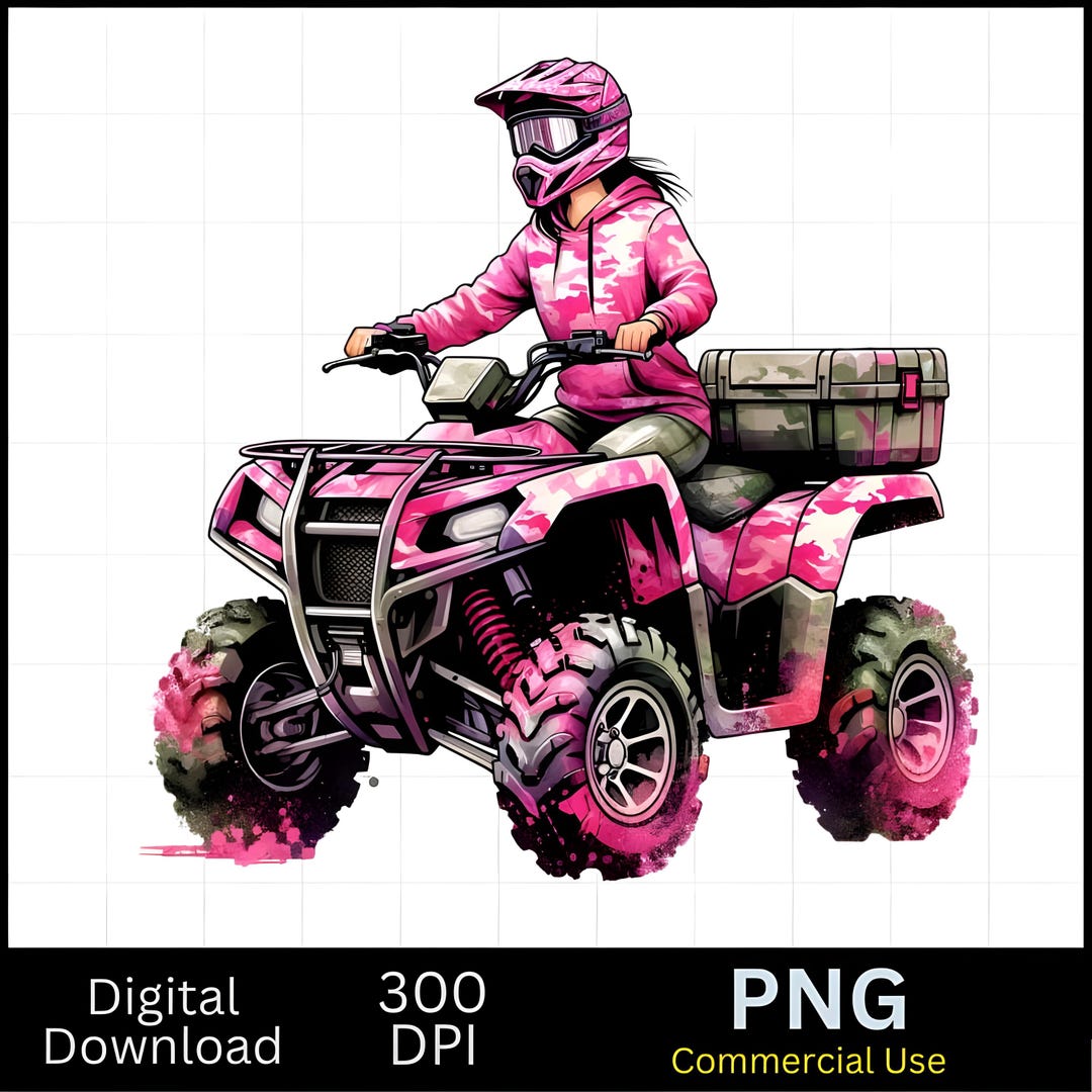 ATV Rider Pink Camo Watercolor Sublimation Digital Download PNG Outdoor ...