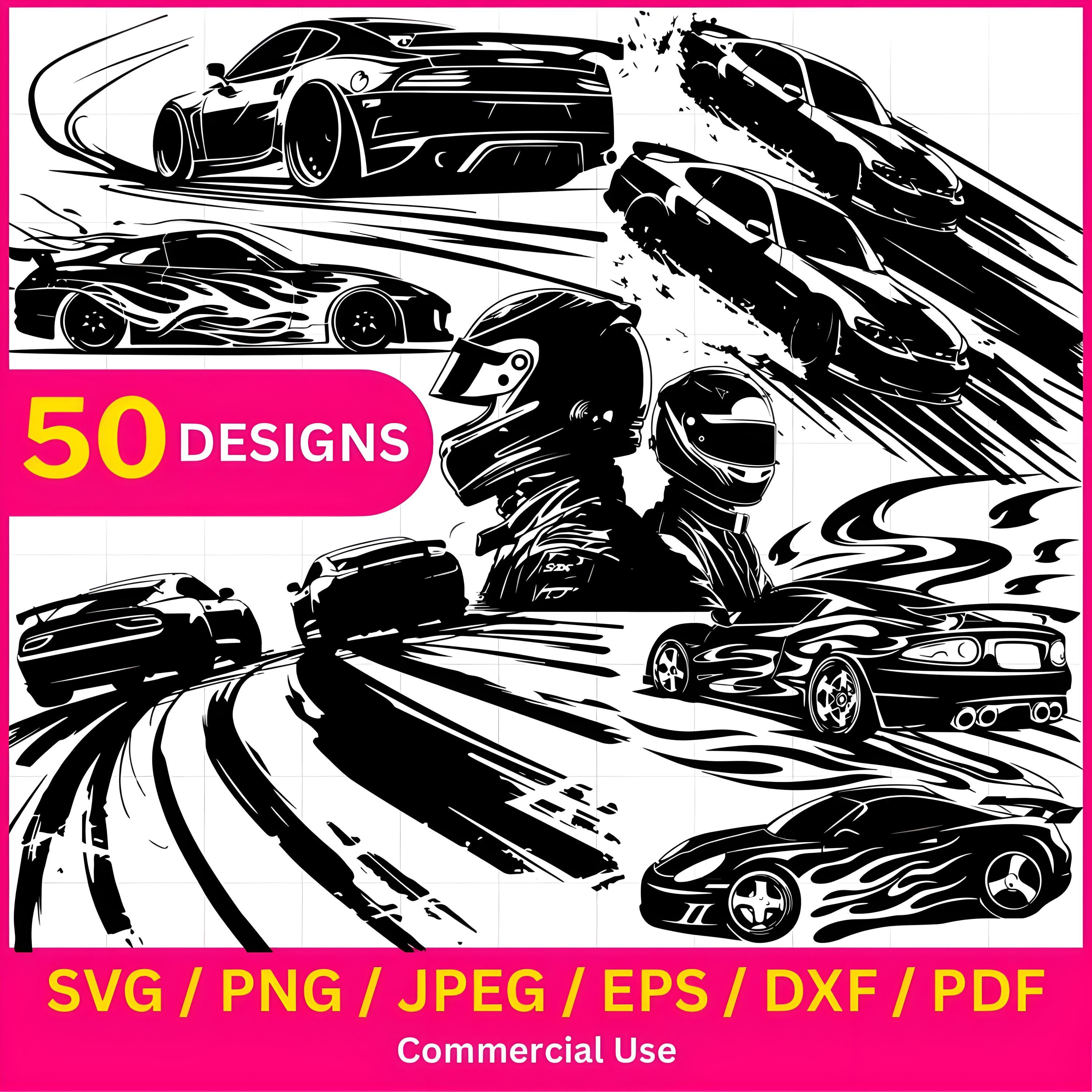 Drift Racing SVG Bundle, 50 Designs JDM Car Silhouettes for Decals ...