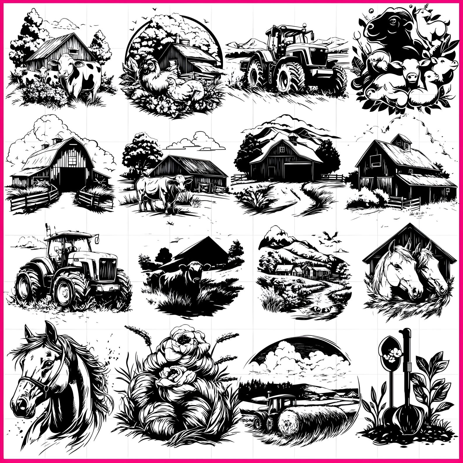 Farm Animal Scene SVG / Farm Cut Files / Laser Engrave File / Farm ...
