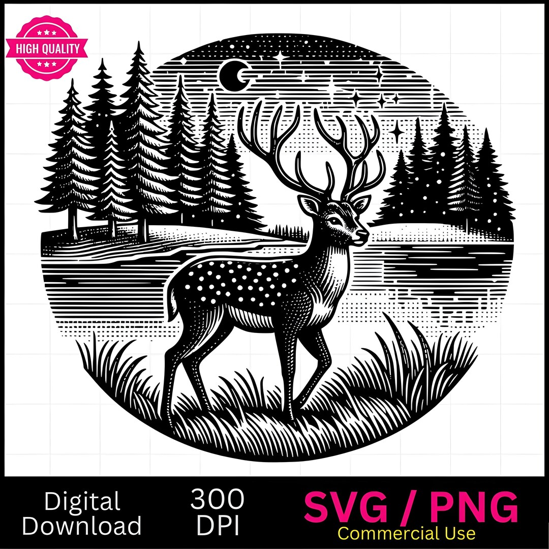 Buck by Mountain Stream SVG PNG, Vector Graphic, Laser Engraver, Cnc ...