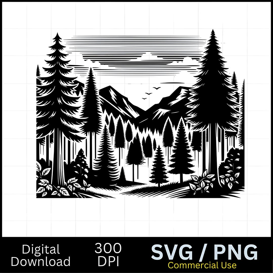 Forest Landscape SVG / Forest Scene Svg / Forest Silhouette Svg ...