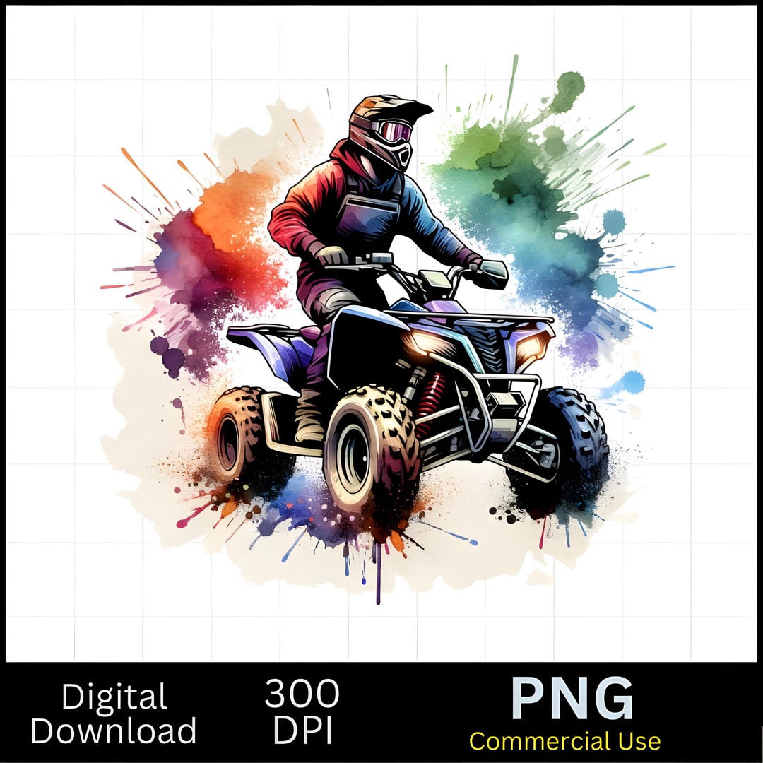 ATV Rider Watercolor PNG | Four Wheeler Off‑road Design | Sublimation ...