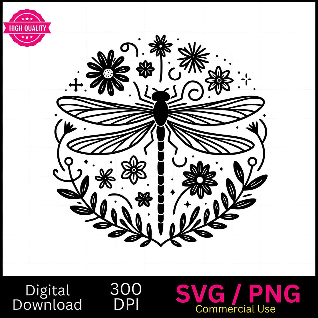 Libélula Flores SVG PNG, Libélula Svg, Floral Svg, Arquivos SVG para ...