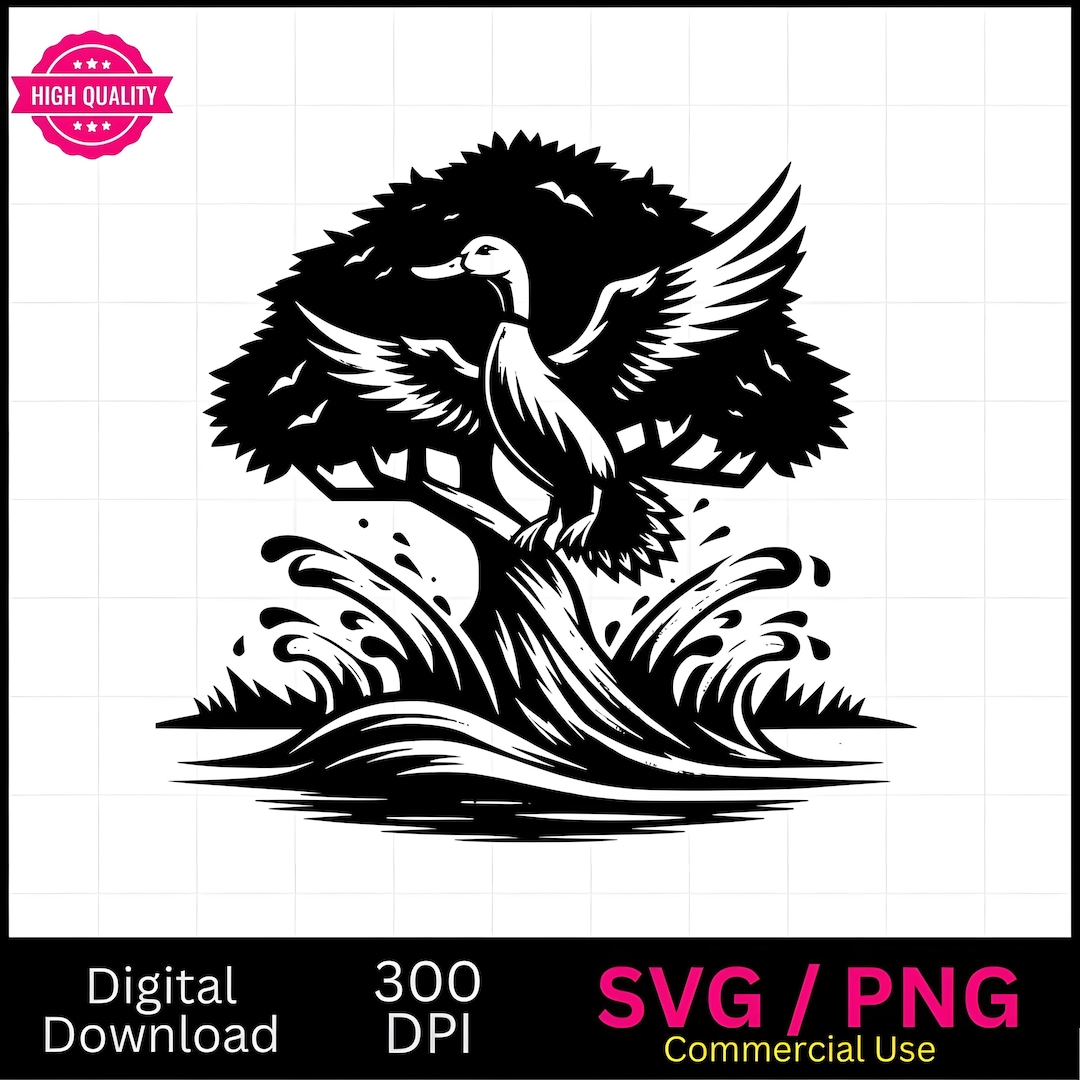 Wood Duck Landing SVG PNG, Vector Graphic Design Cut Print Cnc Digital ...