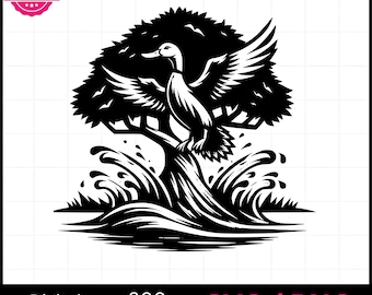 Mallard Duck Landing SVG PNG, Vector Graphic Design Cut Print Cnc ...