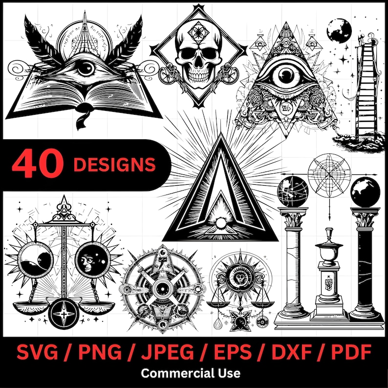 Masonic Design Bundle | Freemasonry Clipart, Logos (SVG, PNG, PDF) - Etsy