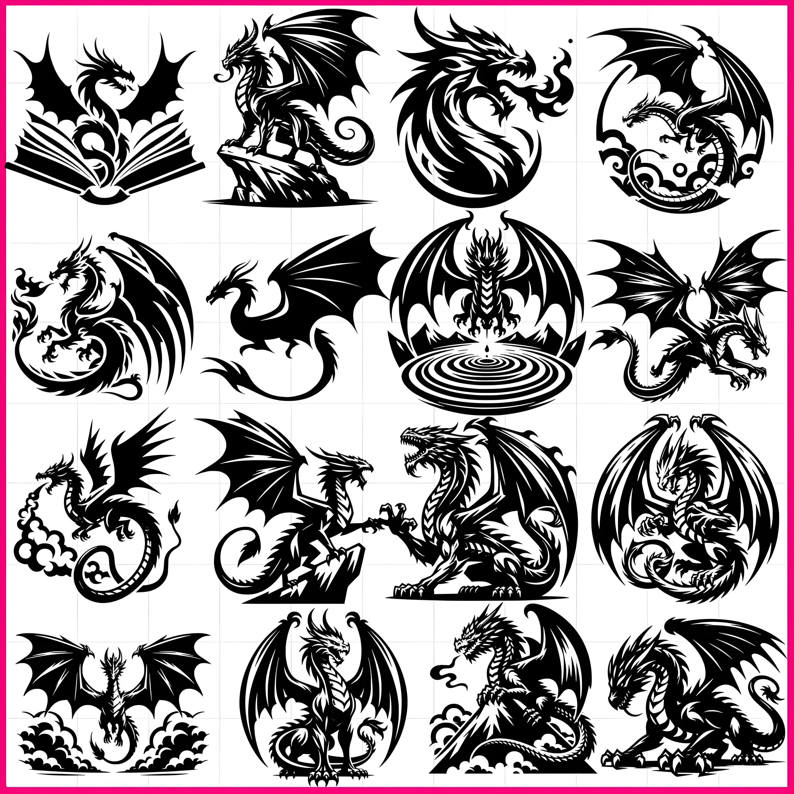 Dragon SVG Bundle: Clipart, Vector, Silhouette (digital Download) - Etsy