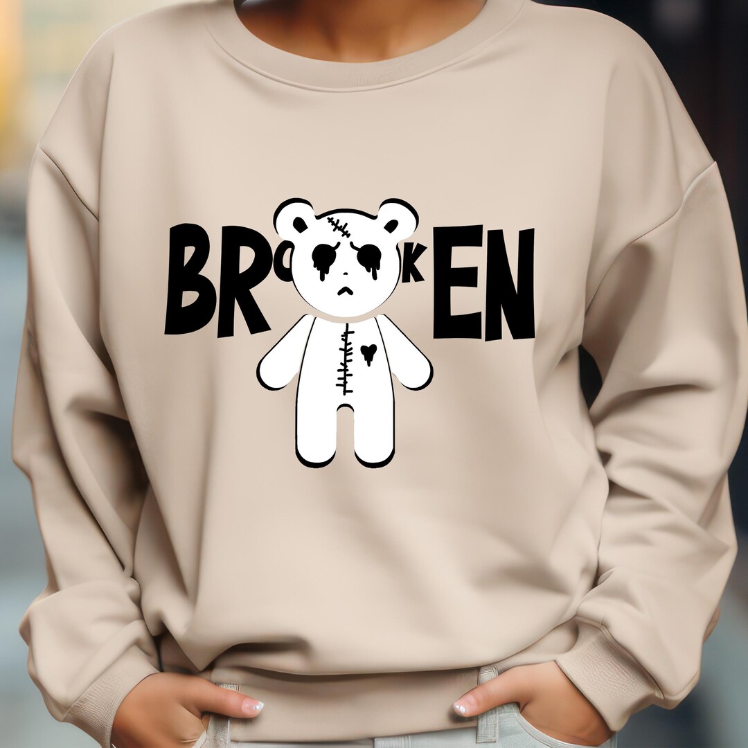 Teddy Bear 8 Broken Heart Streetwear Clipart, Broken Bear Svg, Broken ...
