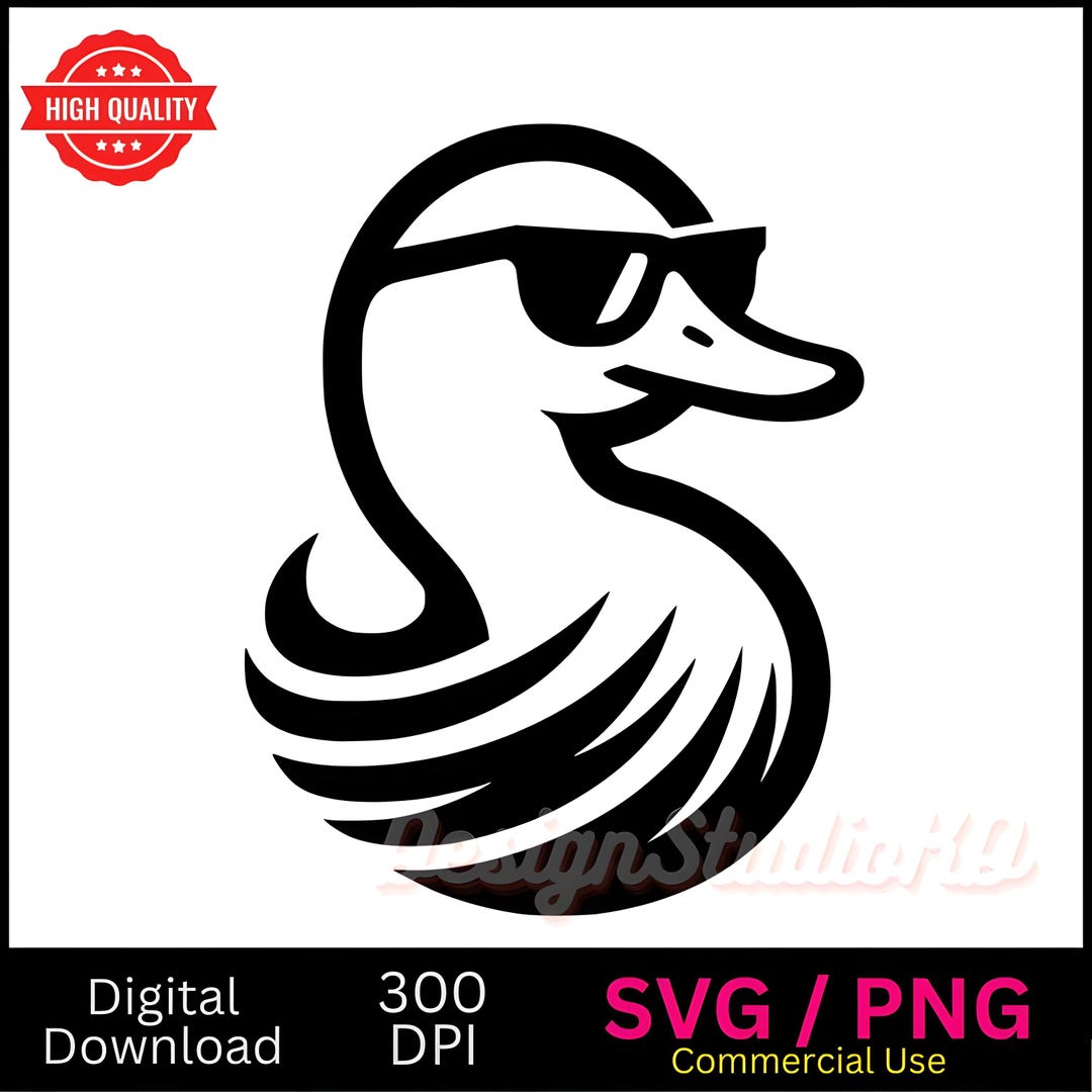 Duck With Sunglasses Svg & Png, Rubber Duck Clipart, Duck Vector Image ...