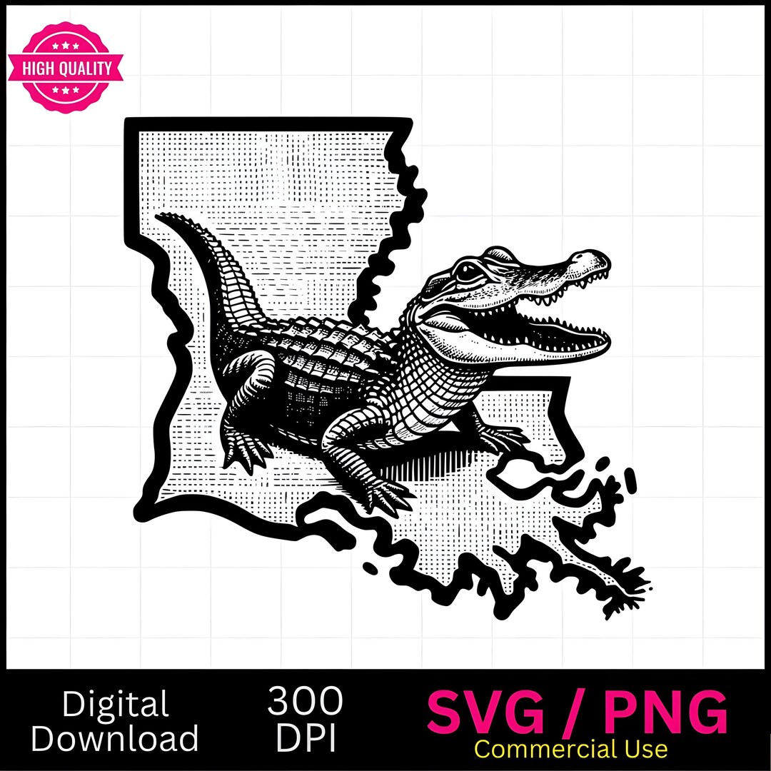 Alligator Louisiana Laser Cut File | State Outline SVG for Wood Sign ...