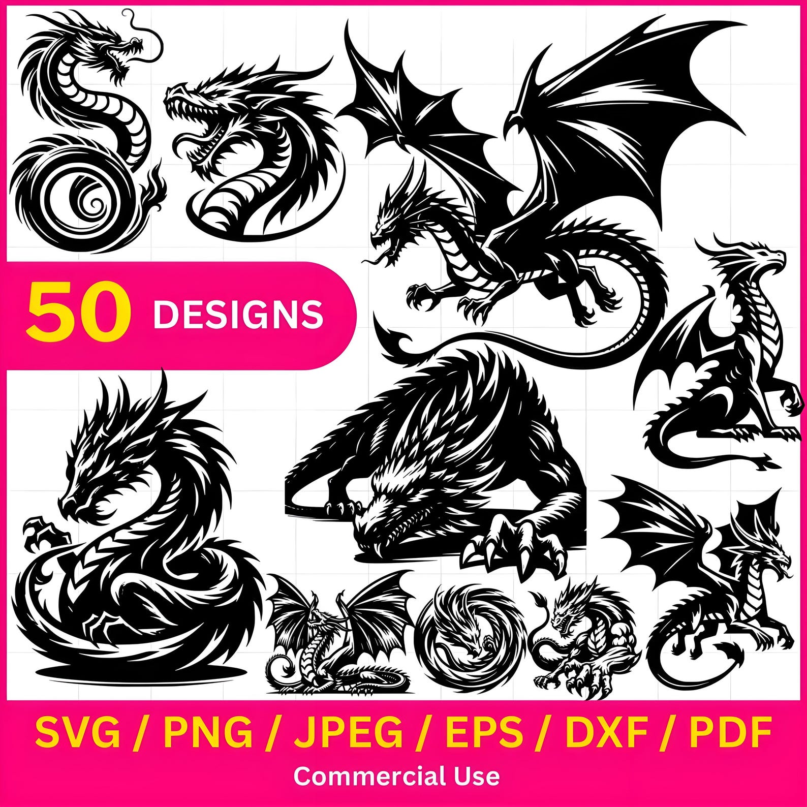 Dragon SVG Bundle: Clipart, Vector, Silhouette (digital Download) - Etsy
