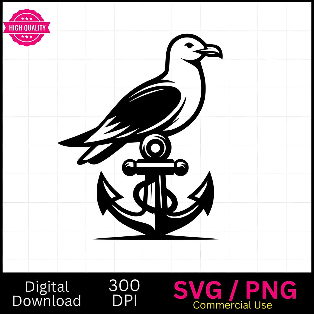 Sea Gull on Anchor Laser Cut File | Nautical SVG | Ocean Beach Wood ...