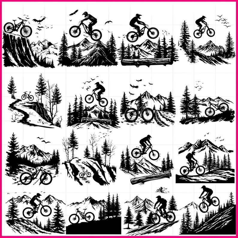 Mountain Bike SVG Bundle / 60 Svg-png-jpeg-dxf-ai-pdf / Black Man on ...