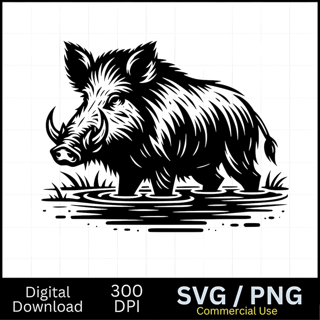 Wild Boar SVG PNG | Swamp Hog Hunting Laser Cut File | Rustic Hunting ...