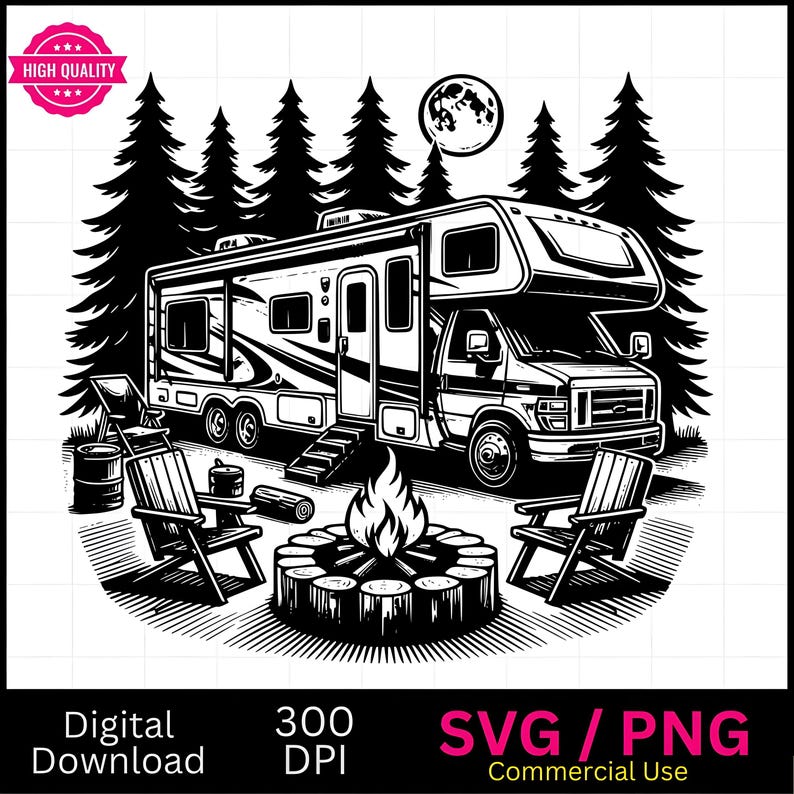 RV Camping Laser Cut File | Camper SVG PNG | Glowforge Lightburn Xtool ...