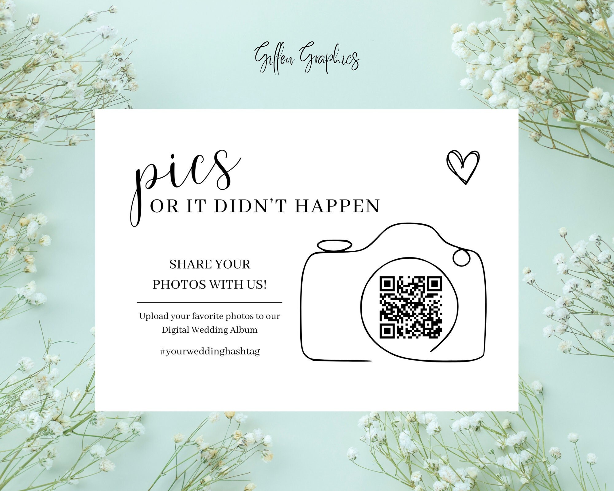 Pics or It Didn't Happen QR Code Photo Sharing Wedding Sign | Wedding ...