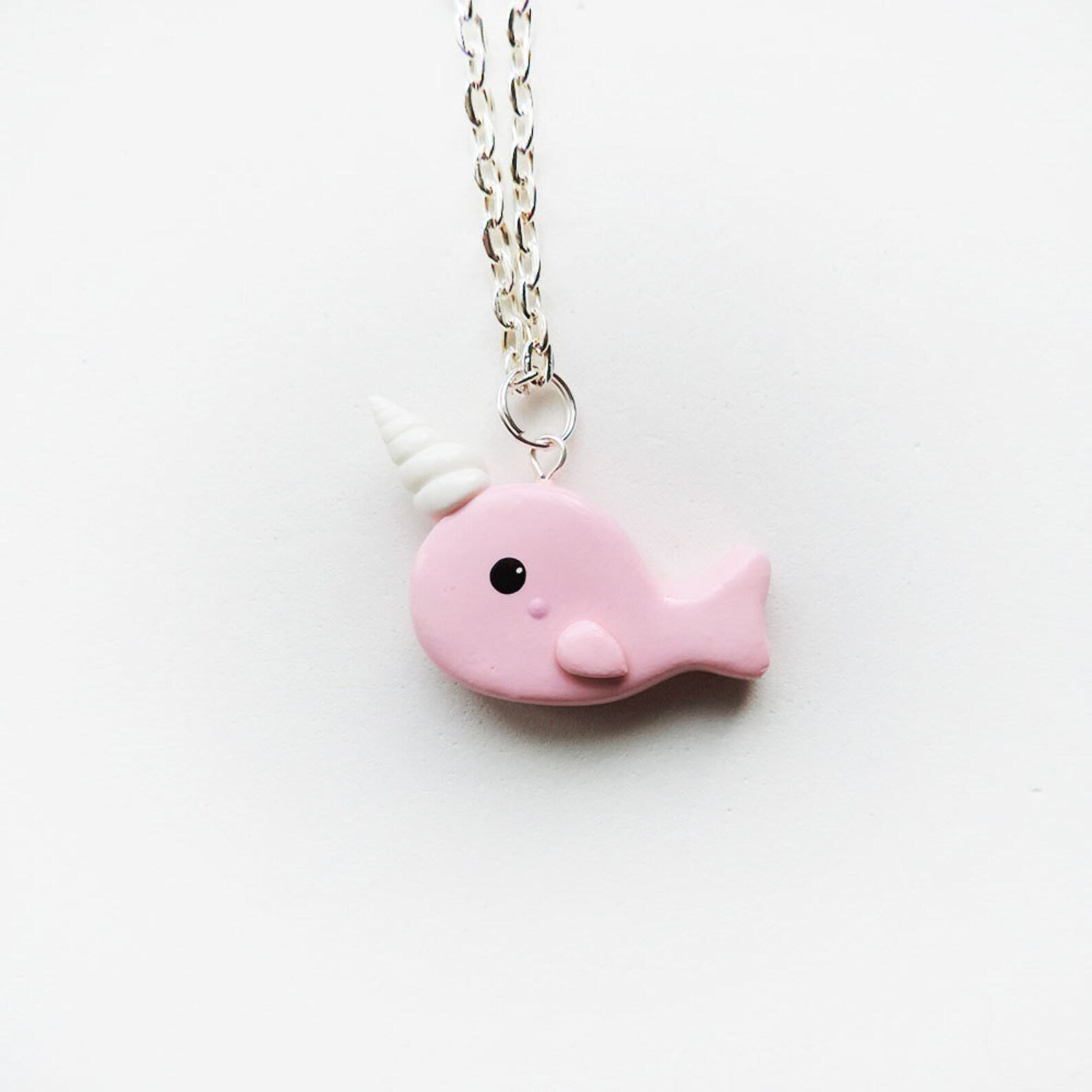 Cute Pink Narwhal Necklace Polymer Clay Jewelry | Etsy