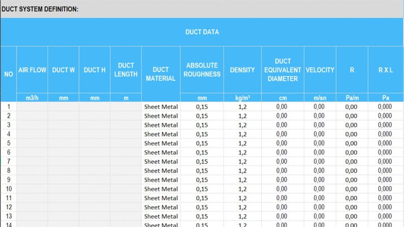 Excel Duct Pressure Drop Calculator – HVAC Tool - Etsy Australia