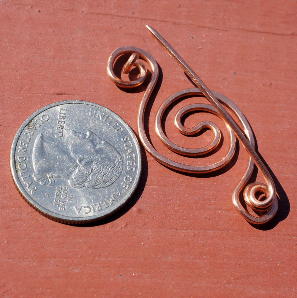 Copper Shawl Pin Fibula Brooch with Celtic Spiral also Scarf | Etsy