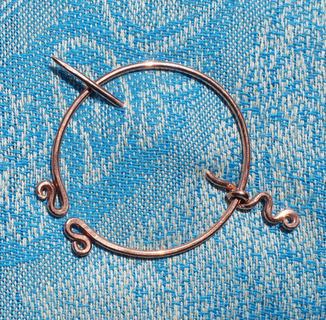 Hand Forged Copper Penannular Brooch: Swirly Scarf Pin, Shawl Clasp - Etsy