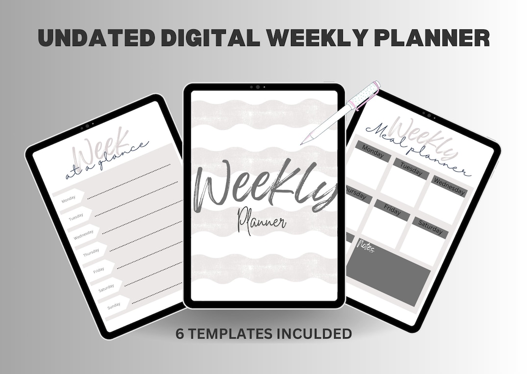 Digital Weekly Planner, Templates, Undated, Printable, Weekly Meal ...