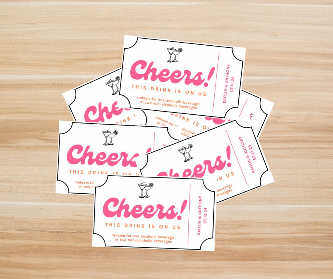 Drink Ticket Template for Weddings/events, Instant Digital Download ...