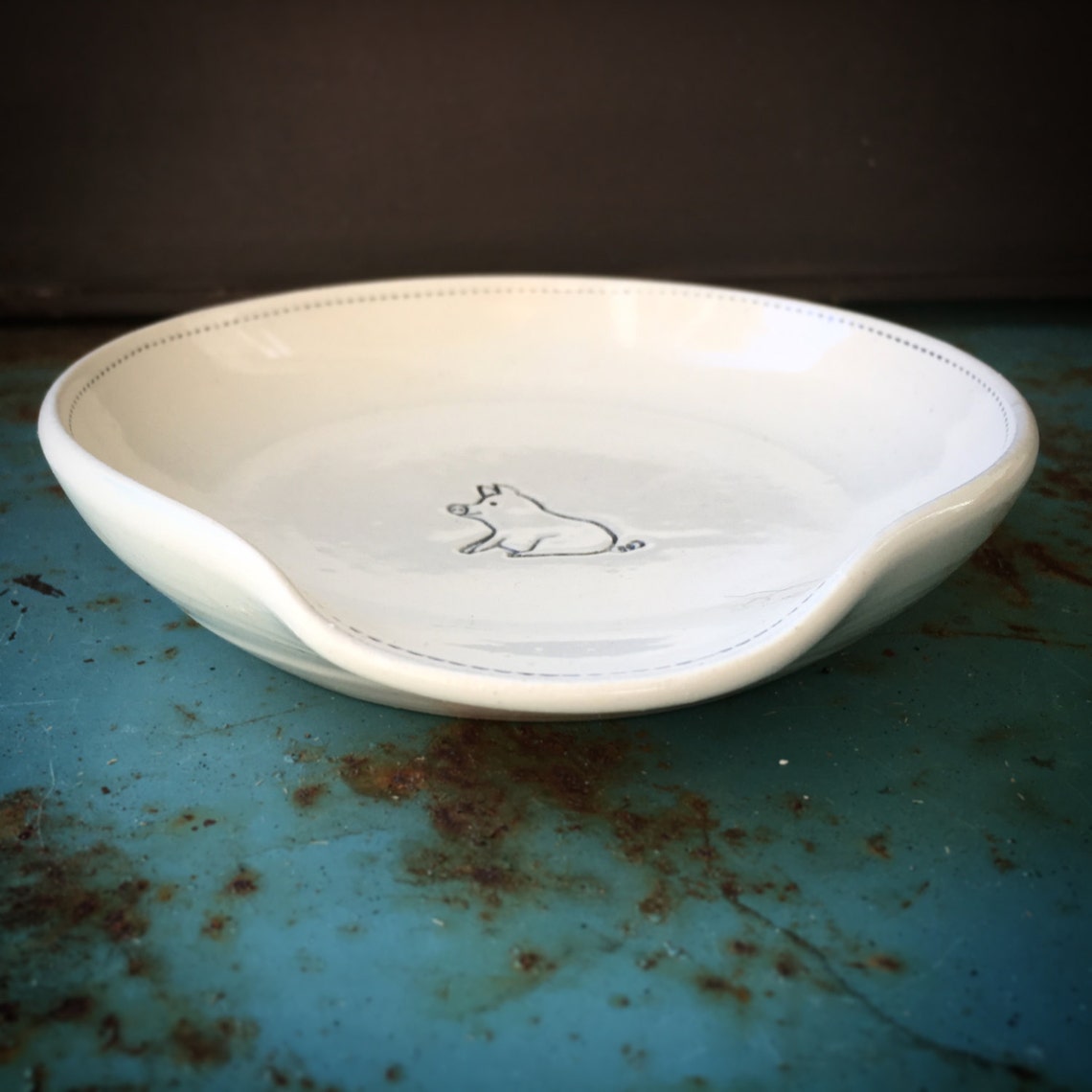 Piggy Spoon Rest in Black and White - Etsy