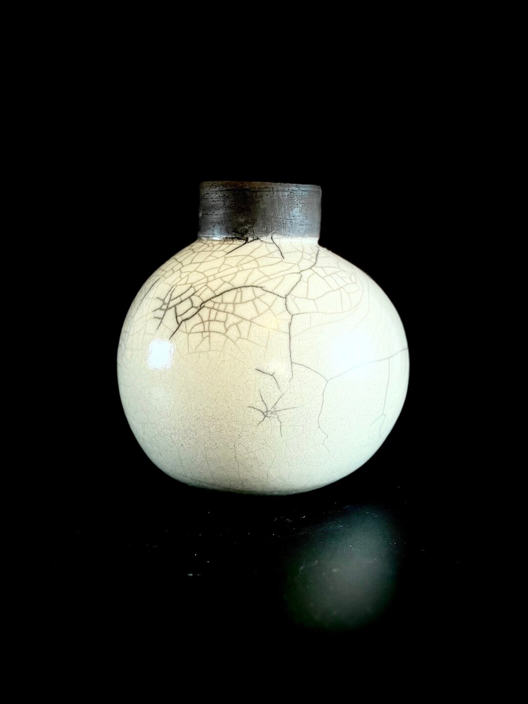 White Crackle Raku Vase - Etsy