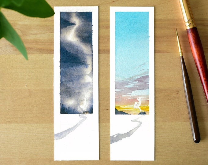 Watercolor Winter Landscape Bookmarks: Hand-painted Friendship Set of 4 ...