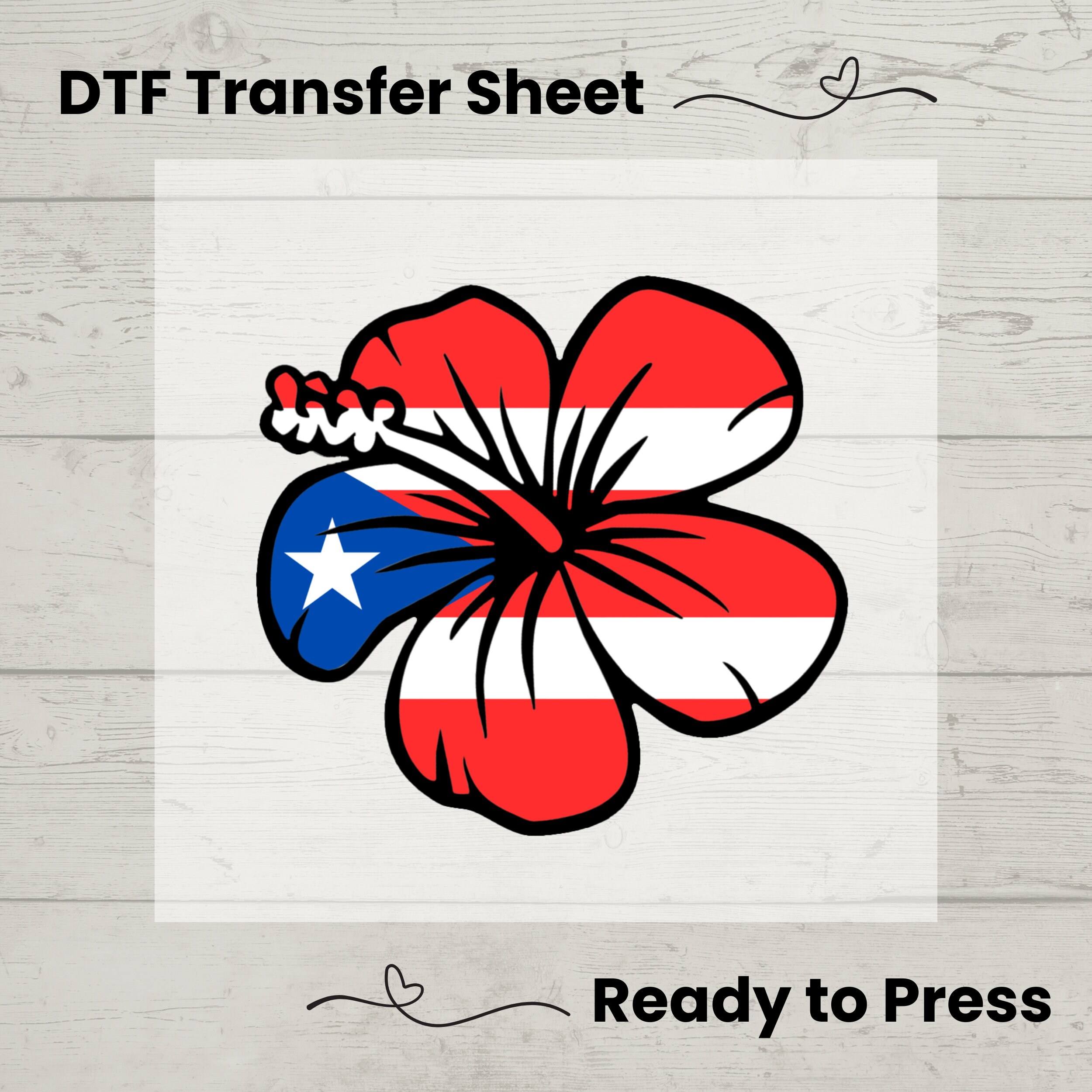 Puerto Rico Flower DTF, Dtf Transfer Sheet, Ready to Press, Custom Dtf ...