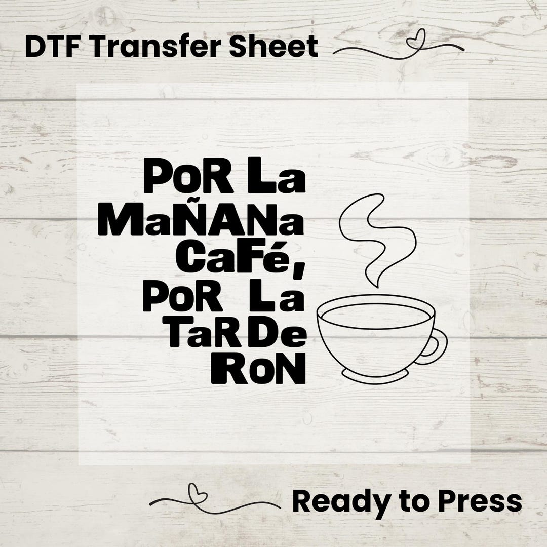 Cafe Con Ron DTF Transfer Sheet: Puerto Rico Heat Transfer - Etsy