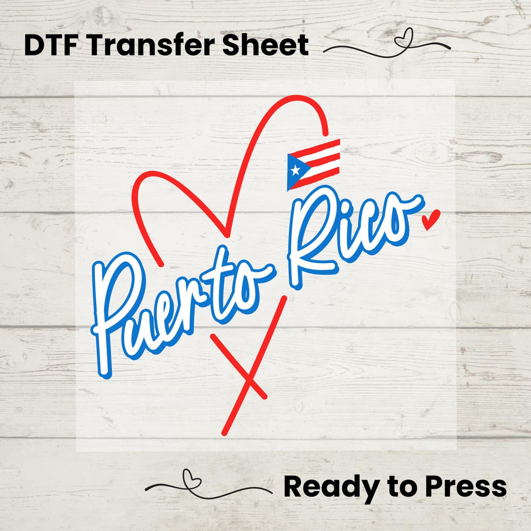 Puerto Rico Flag DTF Transfer Sheet: Ready to Press - Etsy