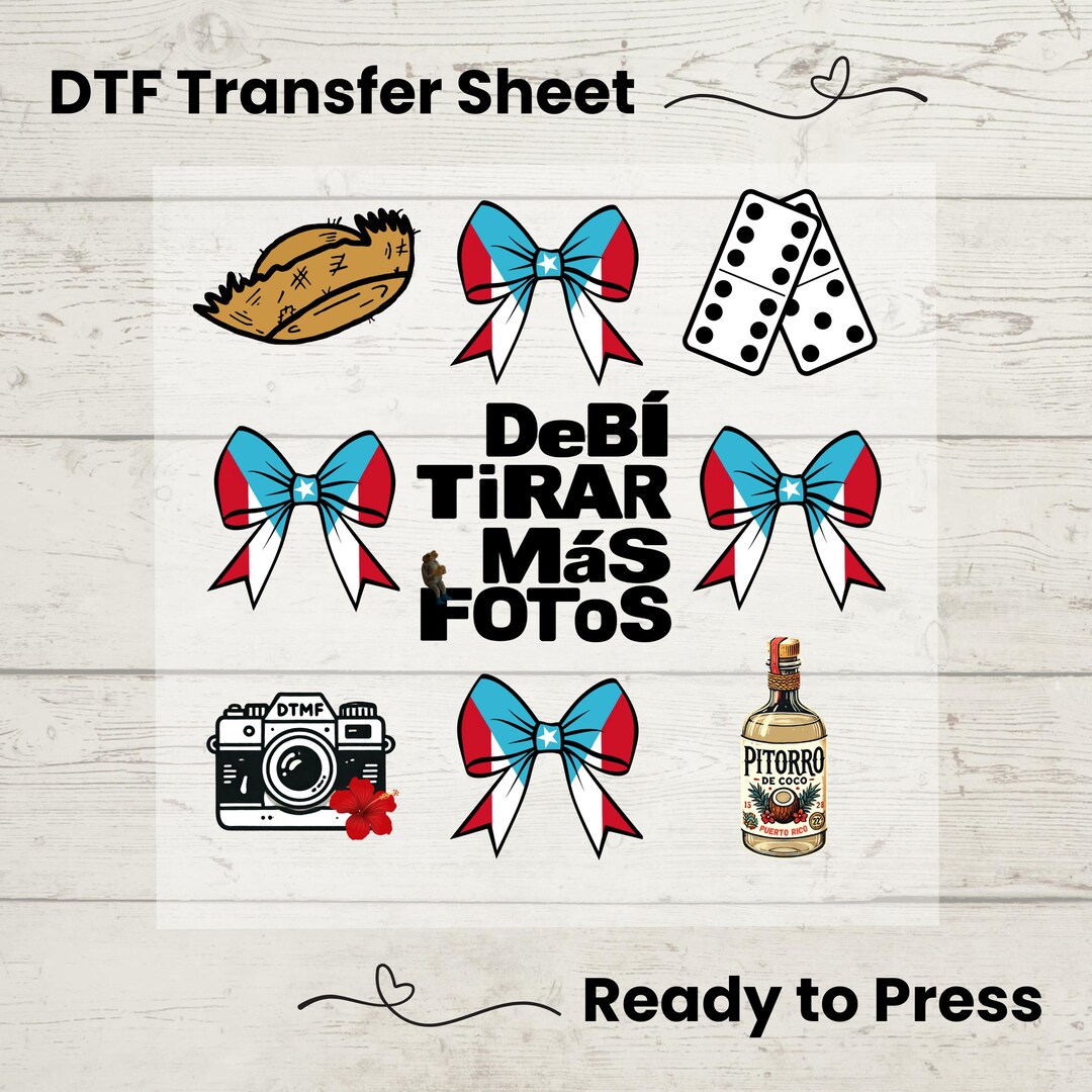 Puerto Rico DTF Transfer Sheet: Coquette Design, Ready to Press - Etsy