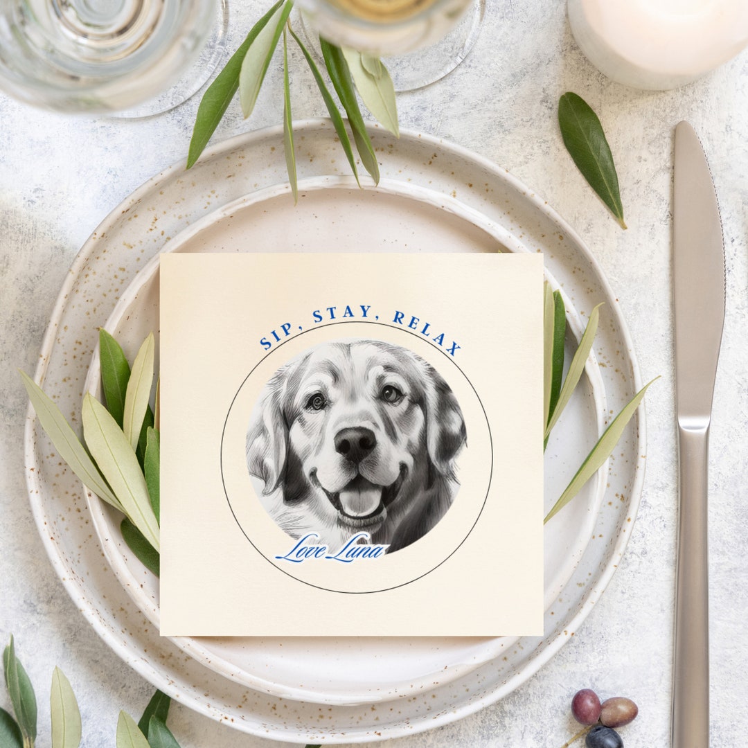 Custom Dog Cocktail Napkins for Wedding Dog Napkins for Bridal Shower ...