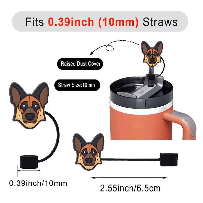Small Dog Breed Straw Toppers – Silicone Stanley Tumbler Covers, Pet ...