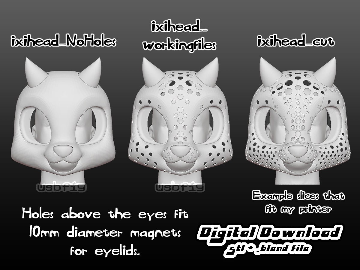 3D Printable Neopets Inspired Fursuit Head Base - Ixi - Etsy