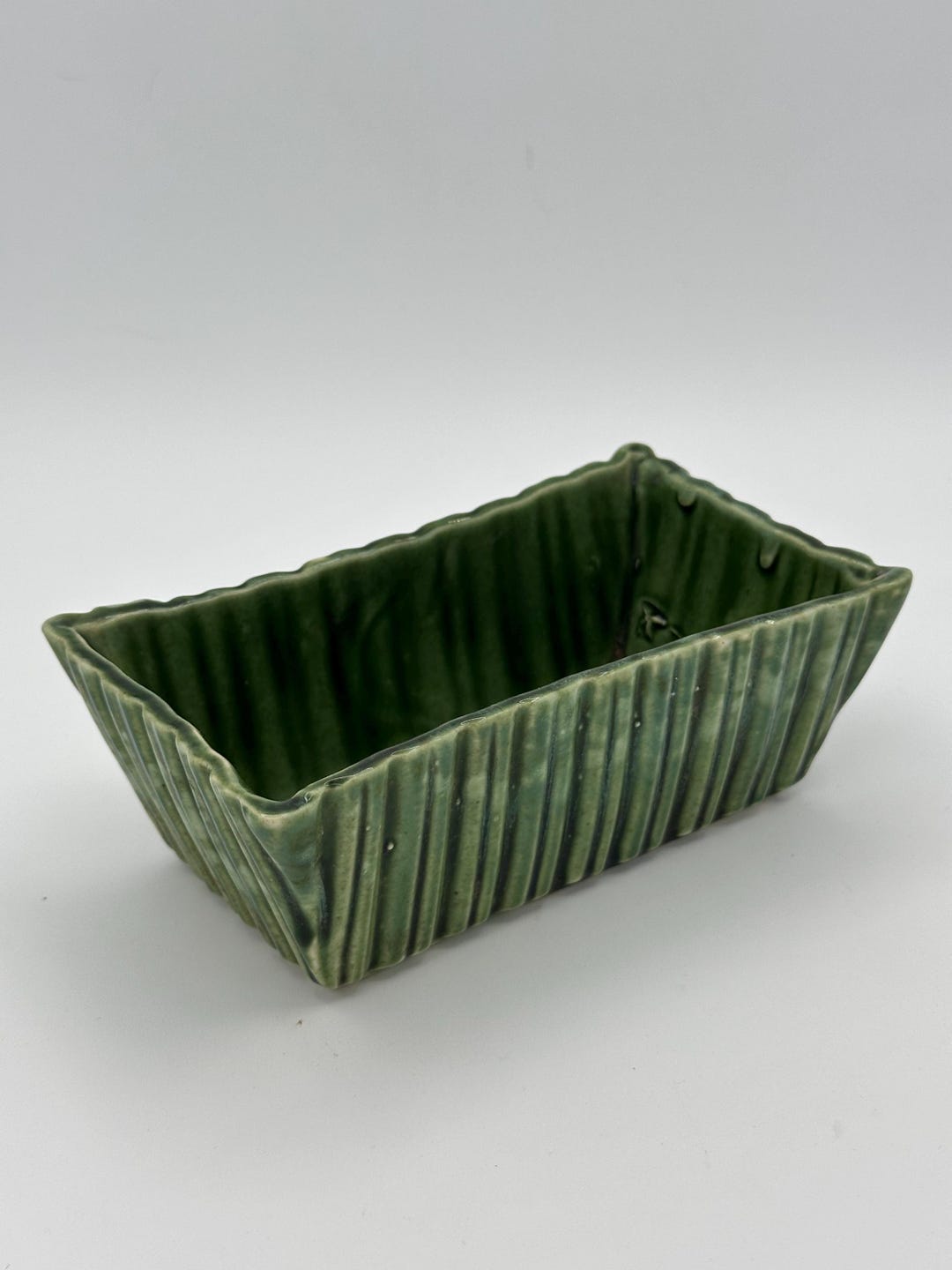 Vintage Cookson Pottery Rectangular Green Planter Drip Glaze 926 - Made ...