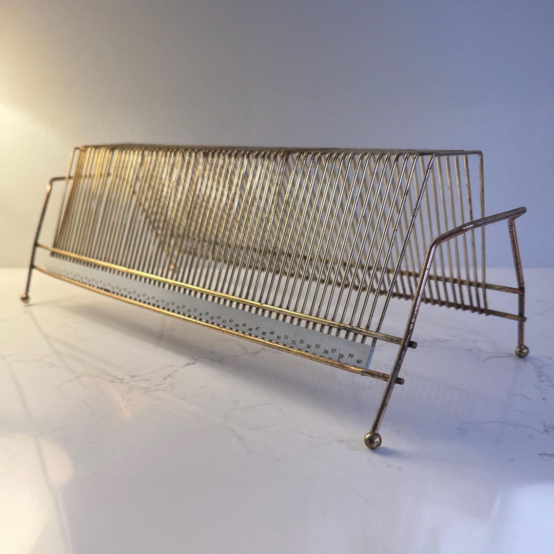 Vintage Record Holder Rack - Brass Toned - Holds 60 Records - Stereo ...