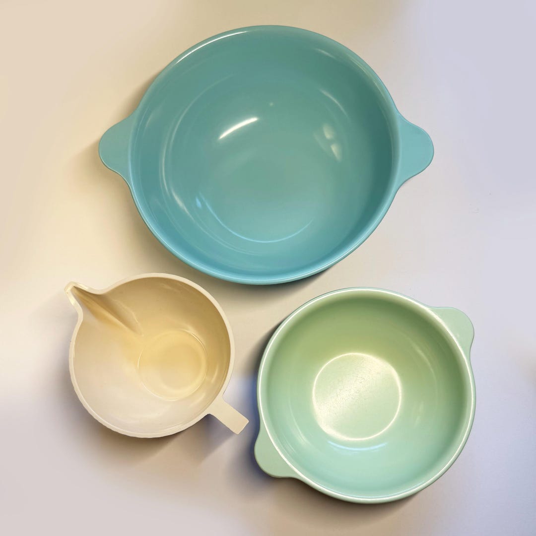 1950s Mallo Ware Bowls and Creamer Set 3 Pieces PR Mallory Plastics MCM ...